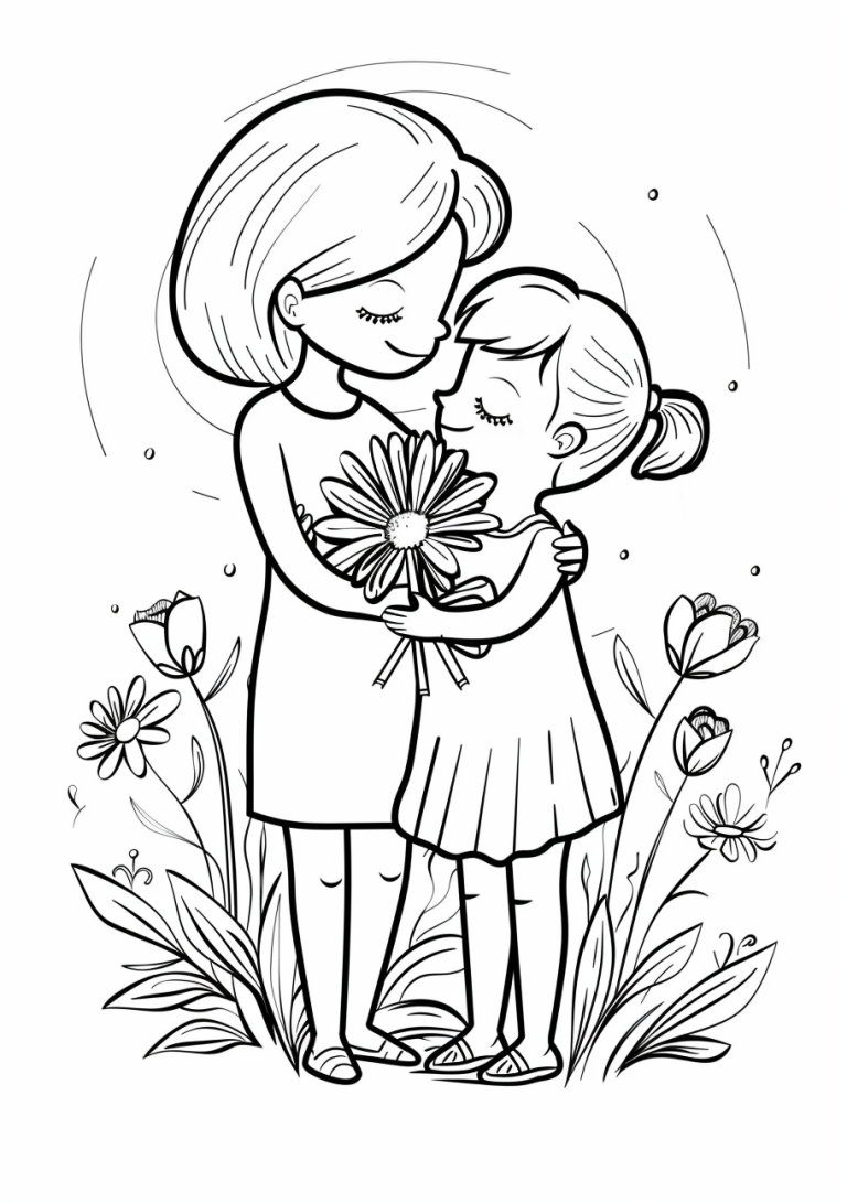 Coloriage Fête des Mères à imprimer gratuit - Objectif Maternelle