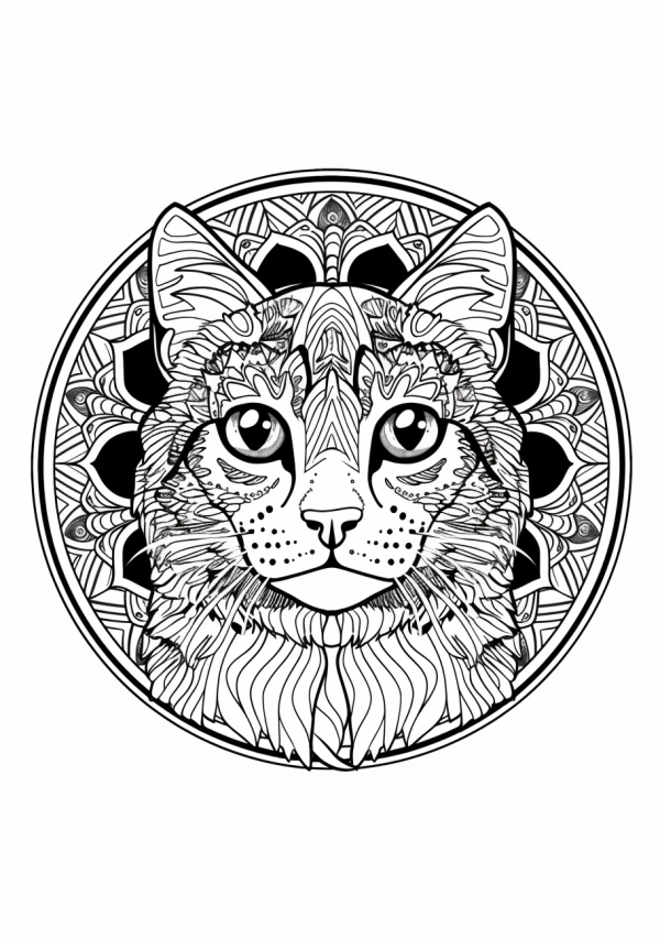 Coloriage Mandala Chat à imprimer Gratuit - Objectif Maternelle