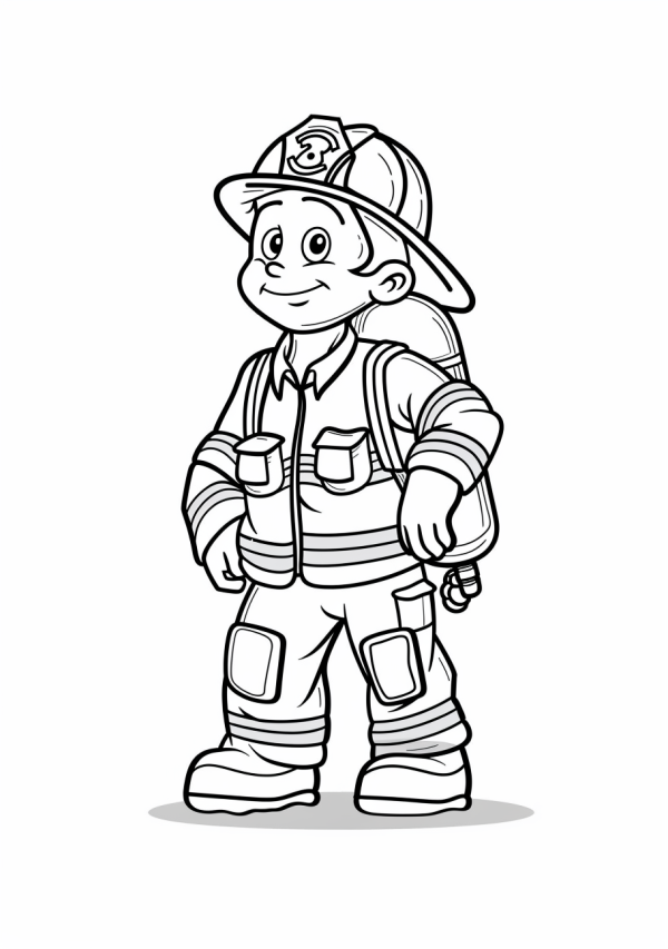 Coloriage Pompier à imprimer gratuit - Objectif Maternelle